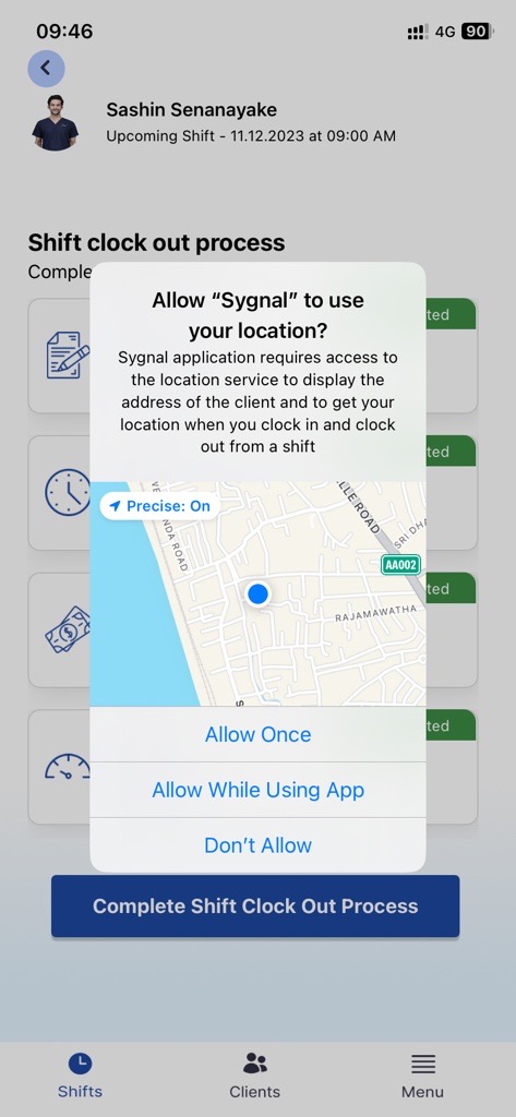 "Fetching Location failed" Alert Message during Clock In or Clock Out ? – Sygnal