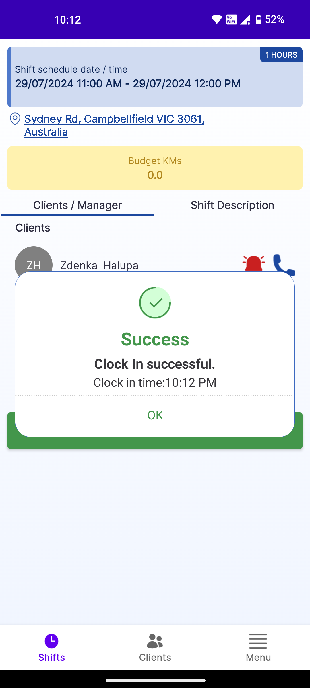 Shift Clock-in and Clock-out – Sygnal